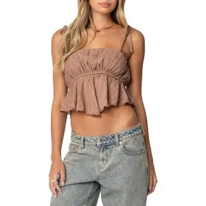 EDIKTED Rylie Textured Chiffon Crop Top