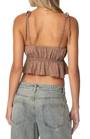 EDIKTED Rylie Textured Chiffon Crop Top