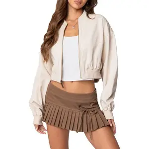 EDIKTED Zarria Cropped Bomber Jacket - Beige