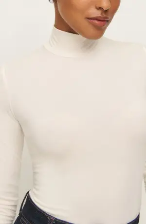 REFORMATION Nell Turtleneck Jersey Top - Horchata