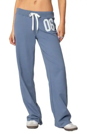 EDIKTED 06 Wide Leg Drawstring Sweatpants - Blue