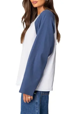 EDIKTED Oversized Long Sleeve T-shirt - White