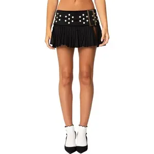 EDIKTED Roxy Side Slit Pleated Miniskirt