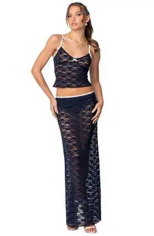 EDIKTED Vara Sheer Lace Maxi Skirt
