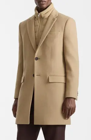 Mackage Skai-slb Virgin Wool Coat With Removable Down Bib - Light Camel