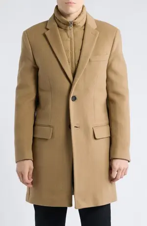 Mackage Skai-slb Virgin Wool Coat With Removable Down Bib - Light Camel
