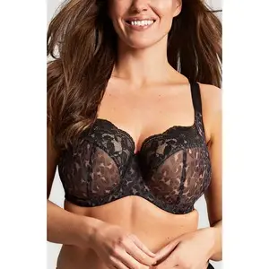 Panache Nina Underwire Stretch Lace Side Support Bra - Black Leopard