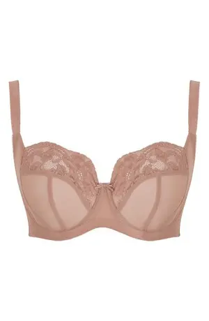 Panache Nina Underwire Stretch Lace Side Support Bra - Mocha