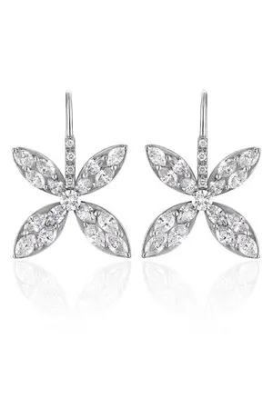 MINDI MOND Diamond Flowerfly Drop Earrings - White Gold/ Diamond