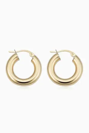 ORADINA 14k Gold Midi Hoop Earrings - Yellow Gold