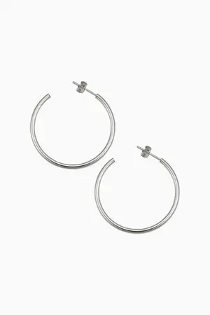 ORADINA 14k Gold Sicily Hoop Earrings - White Gold