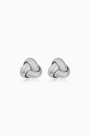 ORADINA 14k Gold Forget Me Knot Stud Earrings - White Gold