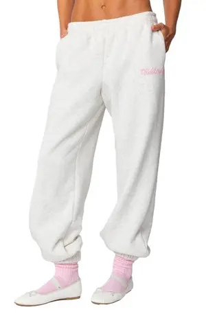 EDIKTED Sasha Bow Detail Sweatpants - Gray-melange