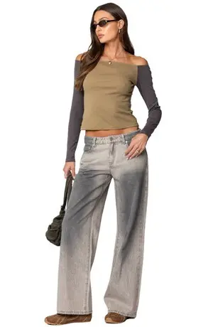 EDIKTED Joe Low Rise Wide Leg Jeans