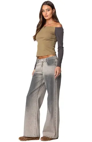 EDIKTED Joe Low Rise Wide Leg Jeans