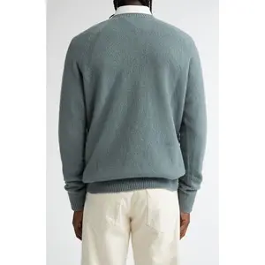 Sunspel Lambswool Crewneck Sweater - Smoke Green
