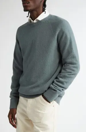 Sunspel Lambswool Crewneck Sweater - Smoke Green
