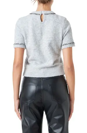 Endless Rose Paillette Trim Short Sleeve Sweater