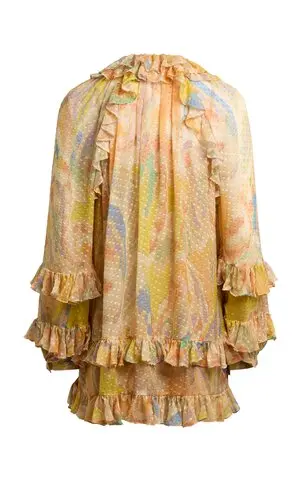Etro Ruffled Paisley Print Silk Mini Dress