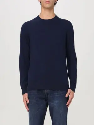 Barbour Crew Neck Sweater With Plaid Elbow Patches - Blue
