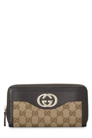 Gucci Original Gg Canvas Britt Zip Around Wallet - Brown