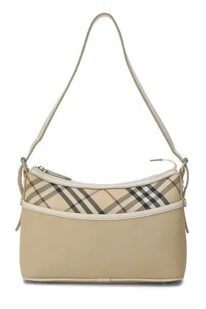 Burberry Nylon Check Satchel Shoulder Bag - Beige