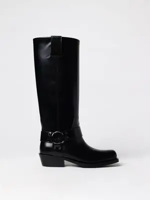 Valentino Garavani Leather Studded Buckle Knee High Boots