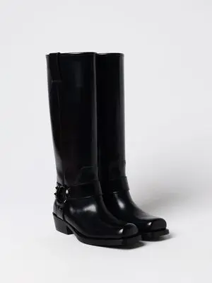 Valentino Garavani Leather Studded Buckle Knee High Boots
