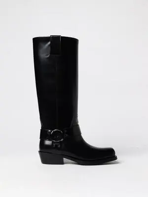 Valentino Garavani Leather Studded Buckle Knee High Boots