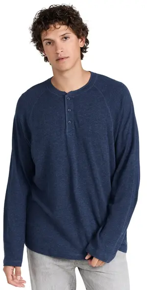 Faherty Brand Cloud Long Sleeve Henley - Navy Heather