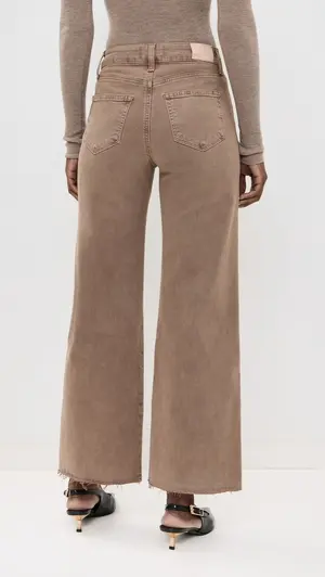 Paige Vanessa High Rise Wide Leg Jeans With Raw Hem