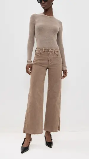 Paige Vanessa High Rise Wide Leg Jeans With Raw Hem