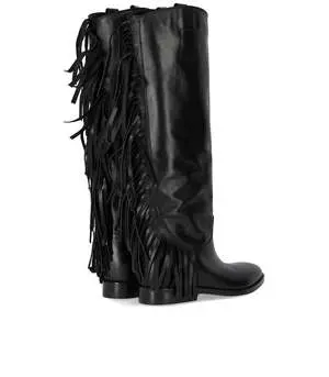 STRATEGIA Fringed Leather Boots