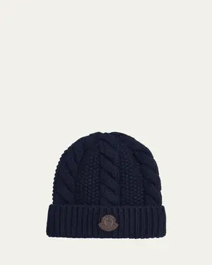 Moncler Moncler Chunky Knit Beanie Dark Blue