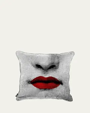 FORNASETTI Kiss Cushion, 20" Square - Blackwhite