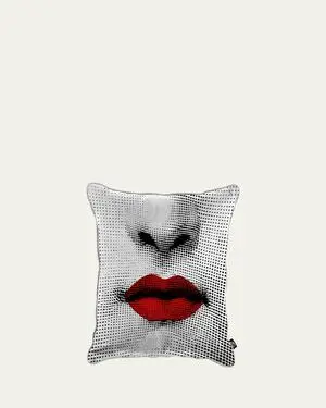 FORNASETTI Kiss Cushion, 20" Square - Blackwhite