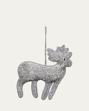 SUDHA PENNATHUR Reindeer Beaded Ornament - Silver