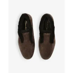 Santoni Fortune Embossed Suede Ankle Boots - Dark Brown