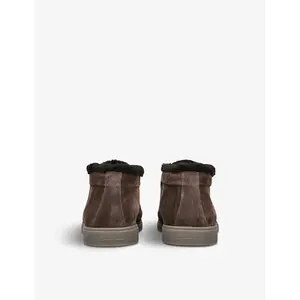 Santoni Fortune Embossed Suede Ankle Boots - Dark Brown