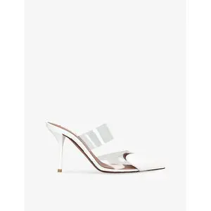 Alaïa Heart-shape Patent Leather Heeled Mules - White