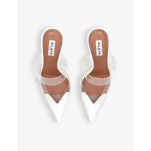 Alaïa Heart-shape Patent Leather Heeled Mules - White