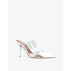 Alaïa Heart-shape Patent Leather Heeled Mules - White