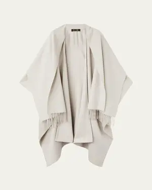 Loro Piana Daisy Fringed Cashmere Cape - Earl Grey