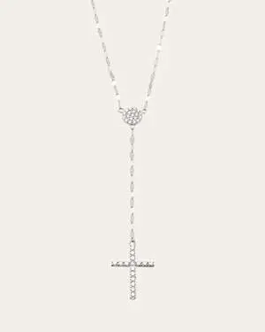Lana Jewelry 14k Gold Diamond Cross Y Necklace - White