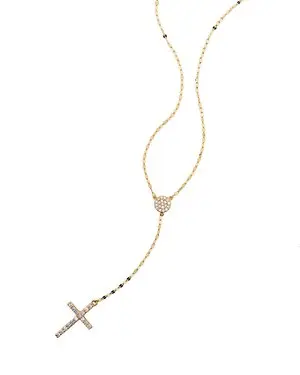 Lana Jewelry 14k Gold Diamond Cross Y Necklace