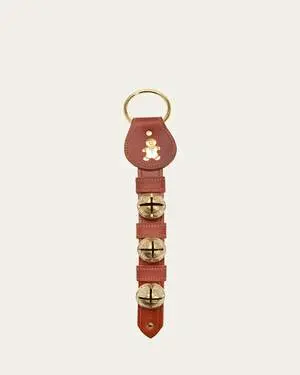 BELSNICKEL ENTERPRISES 3 Solid Brass Bells Leather Strap With Gingerbread Charm - Brass Multi