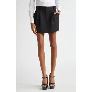 Dolce & Gabbana Virgin Wool & Silk Blend Gabardine Tuxedo Mini Skirt - Nero