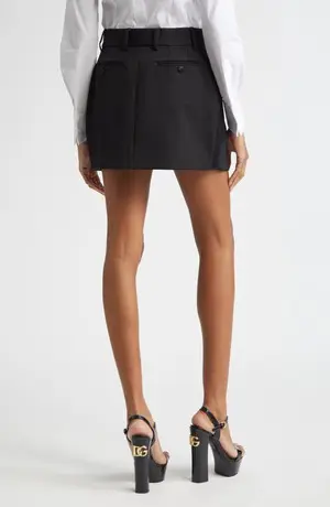 Dolce & Gabbana Virgin Wool & Silk Blend Gabardine Tuxedo Mini Skirt - Nero