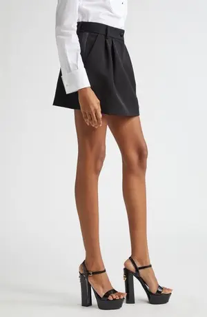 Dolce & Gabbana Virgin Wool & Silk Blend Gabardine Tuxedo Mini Skirt - Nero