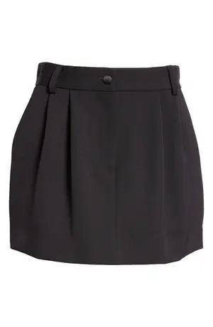 Dolce & Gabbana Virgin Wool & Silk Blend Gabardine Tuxedo Mini Skirt - Nero